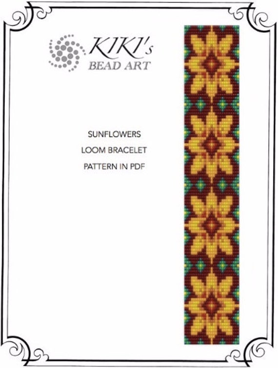 Bead loom pattern Sunflowers flowery vivid by KikisBeadArts