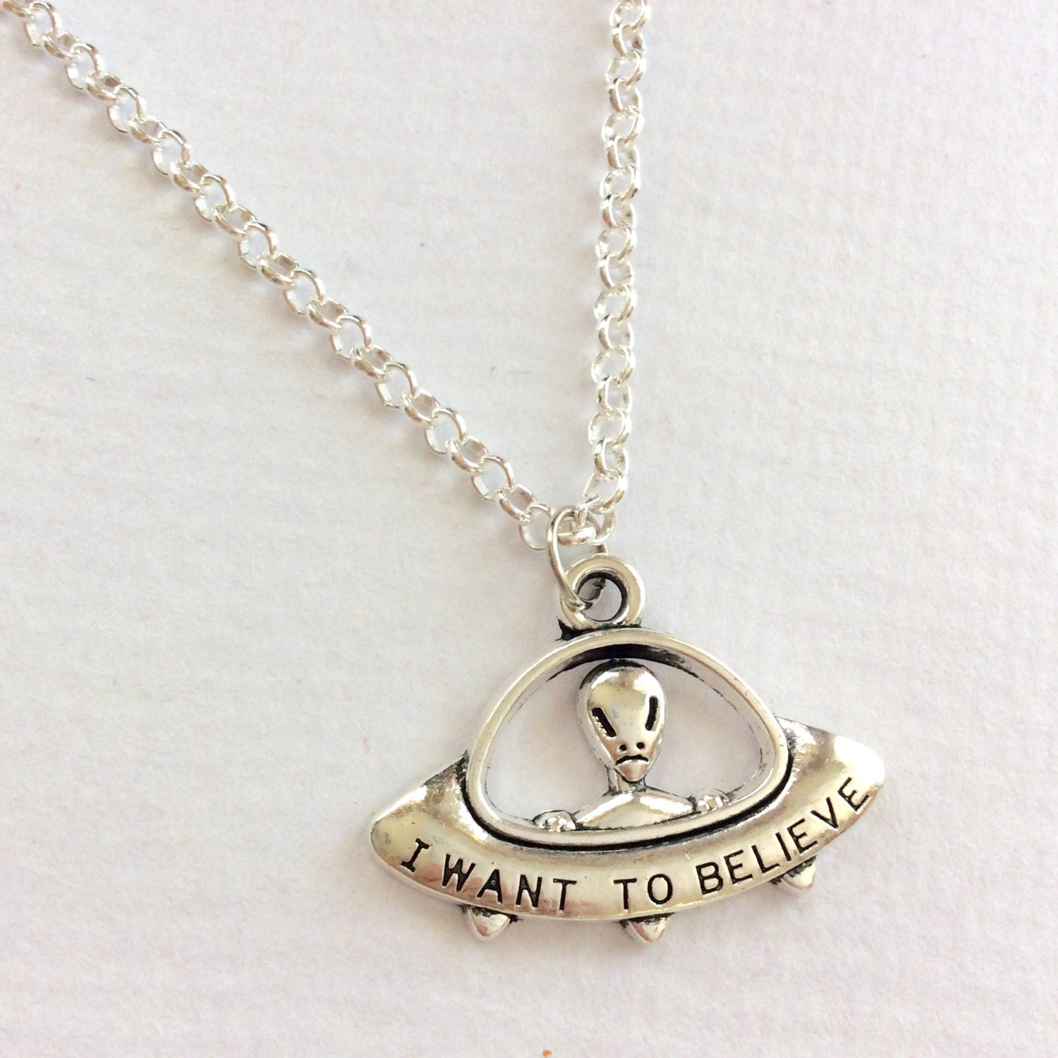 Alien necklace space jewellery UFO jewelery ufo necklace