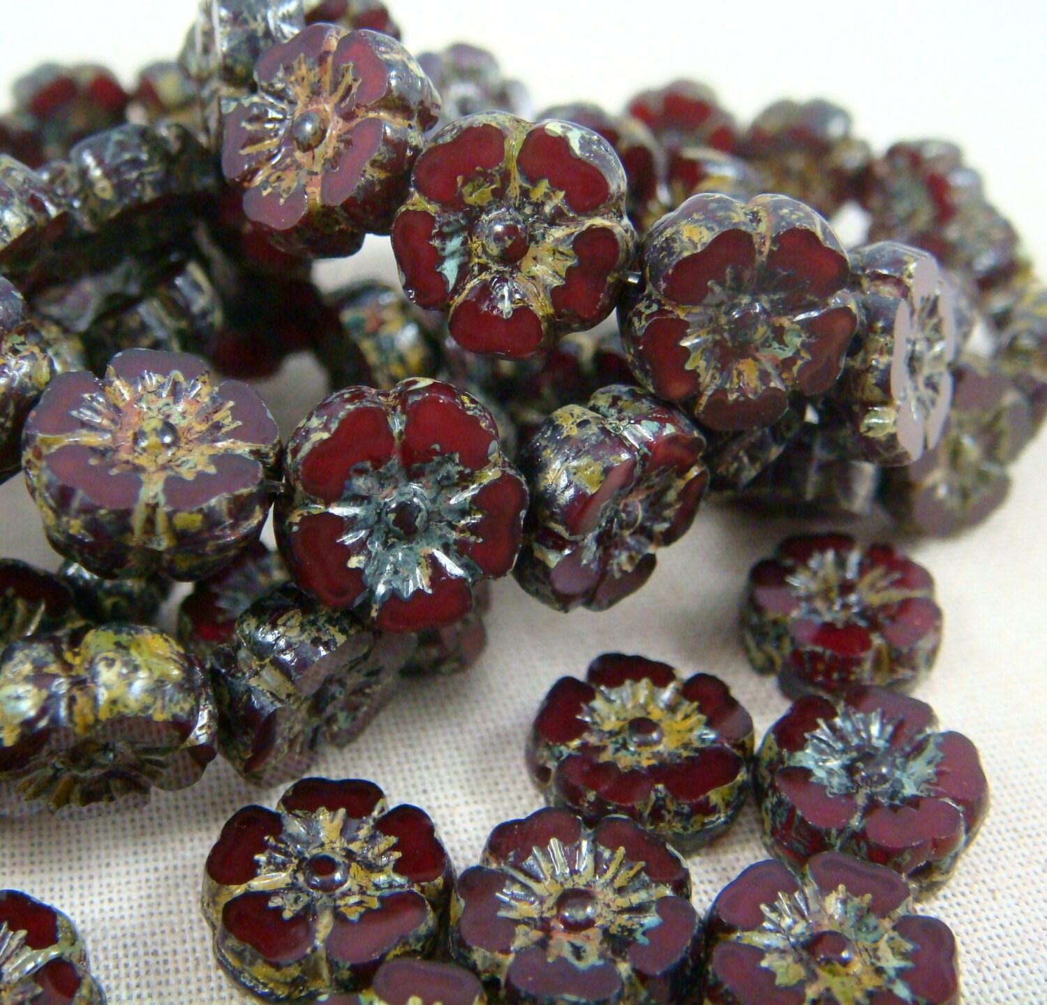 Czech Glass Flower Beads Hibiscus Flower By Thebeadbungalow