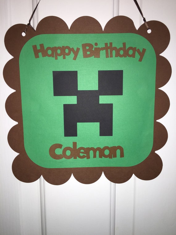 Minecraft inspired Birthday Sign Minecraft by LittleBirdiPaperShop