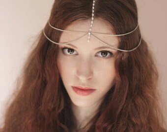 Silver Head Chain Wedding Head Chain Rhinestone by FabulousBrides