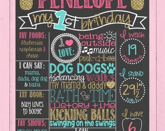 Chevron Fall First Birthday Chalkboard Poster by PersonalizedChalk