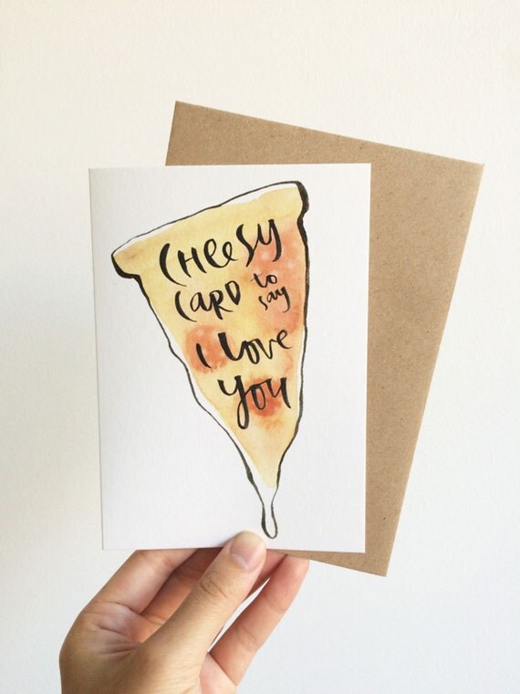 Cheesy I Love You Greeting Card Watercolour by LittleSisterCo
