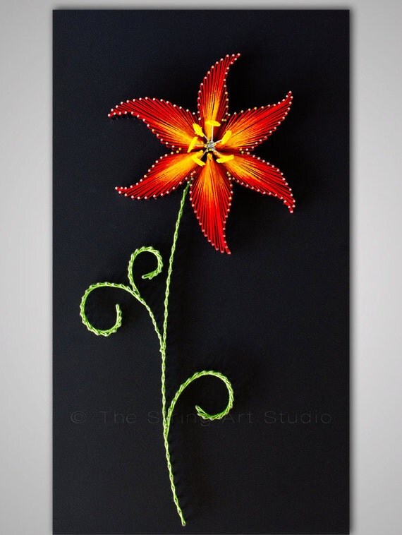 String art The Fire Lily. String art flower. by TheStringArtStudio