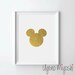Mickey Mouse Head I Gold Foil Print Gold Print by UyenoMiyoshi