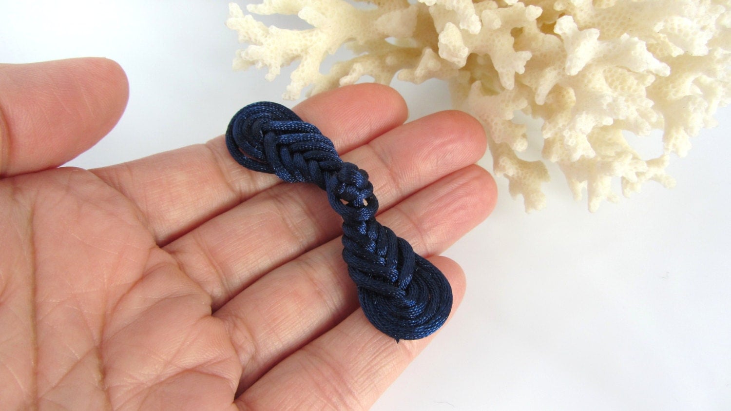 Frog Closure Navy Blue Hand Tied Chinese Knots Button Knot