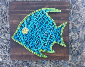 Items similar to Fish String Art, Nursery Decor, Baby Boy, Chevron on Etsy