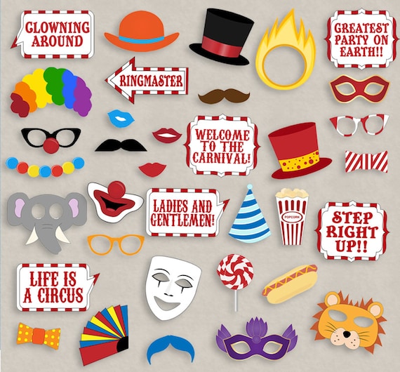 35 Carnival Party Photo Booth Props Circus by YouGrewPrintables
