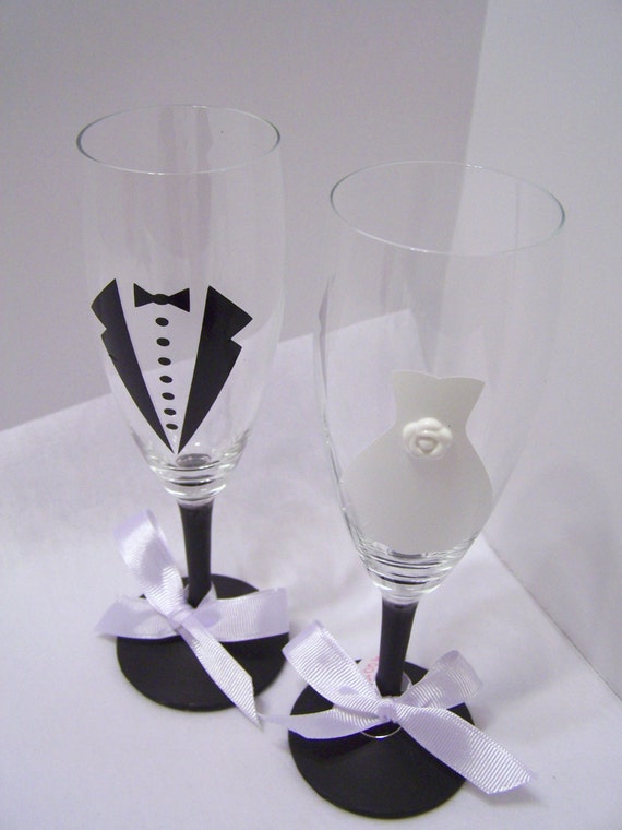 Bride And Groom Glasses Vinyl Champagne