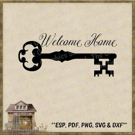 Welcome Home Key Cut Files svg dxf png eps & pdf Stickers