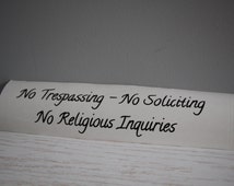 Handmade and vintage items related to no soliciting sign | Etsy