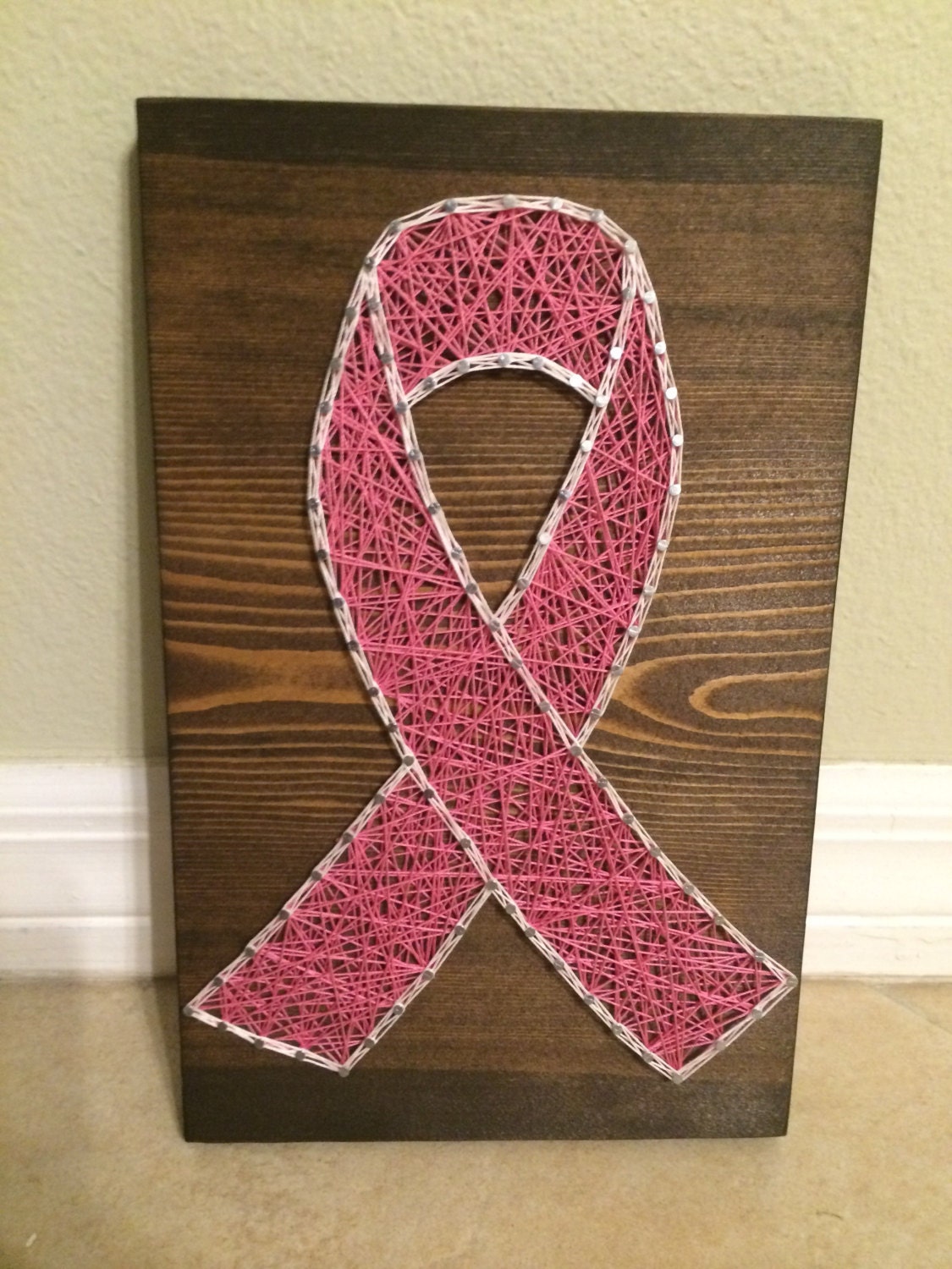 CUSTOM Cancer Survivor Ribbon String Art cancer ribbon