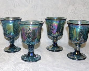 Blue carnival glass | Etsy