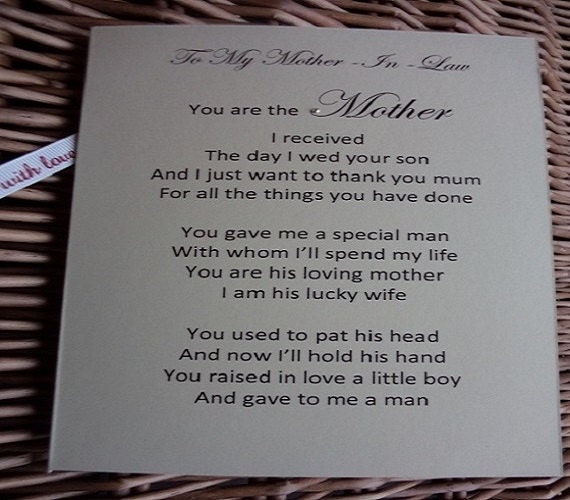 To My Future Mother In Law Mother Of The Groom Card Wedding Cards