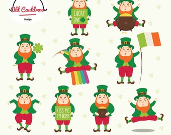 Leprechaun clip art | Etsy