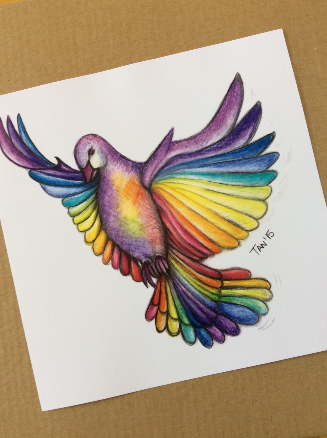 Rainbow Dove Mandala PrintMandala Art Wall Art Print Colour
