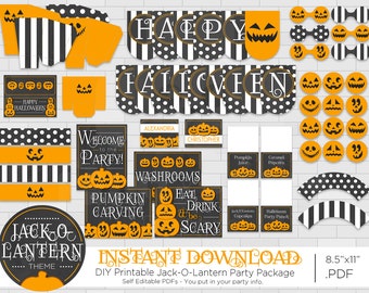 Printable Jack O Lantern Halloween Cupcake Toppers and