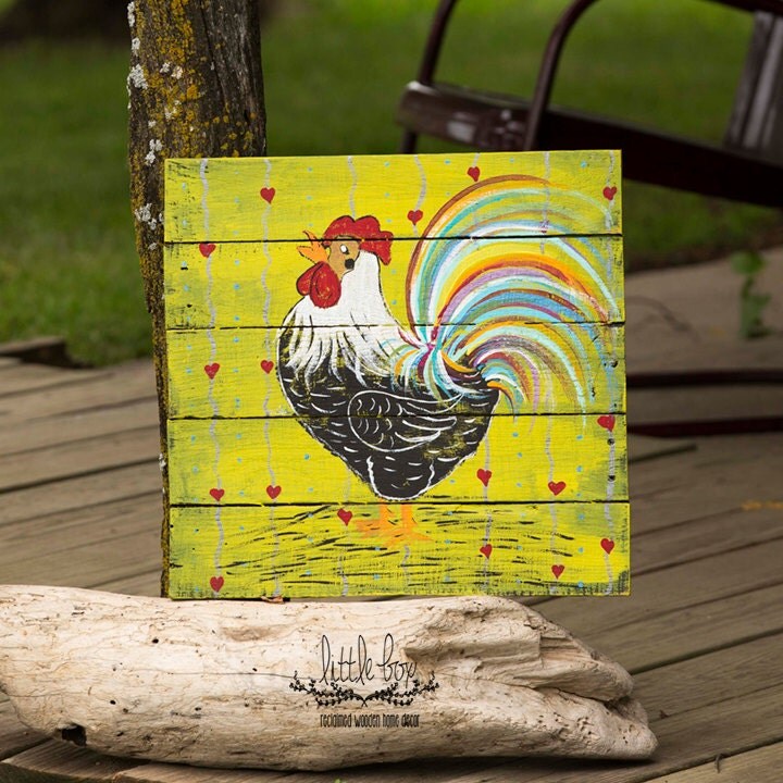 Hand Painted Rooster Sign
