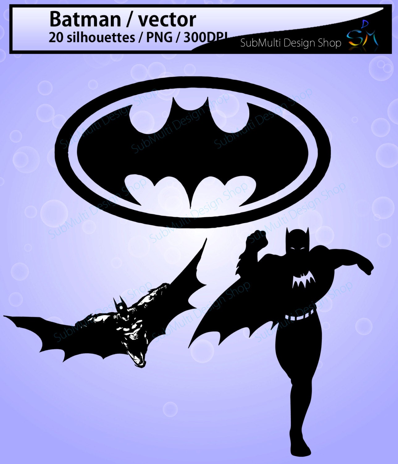 20 Batman / batman silhouette / batman digital clipart