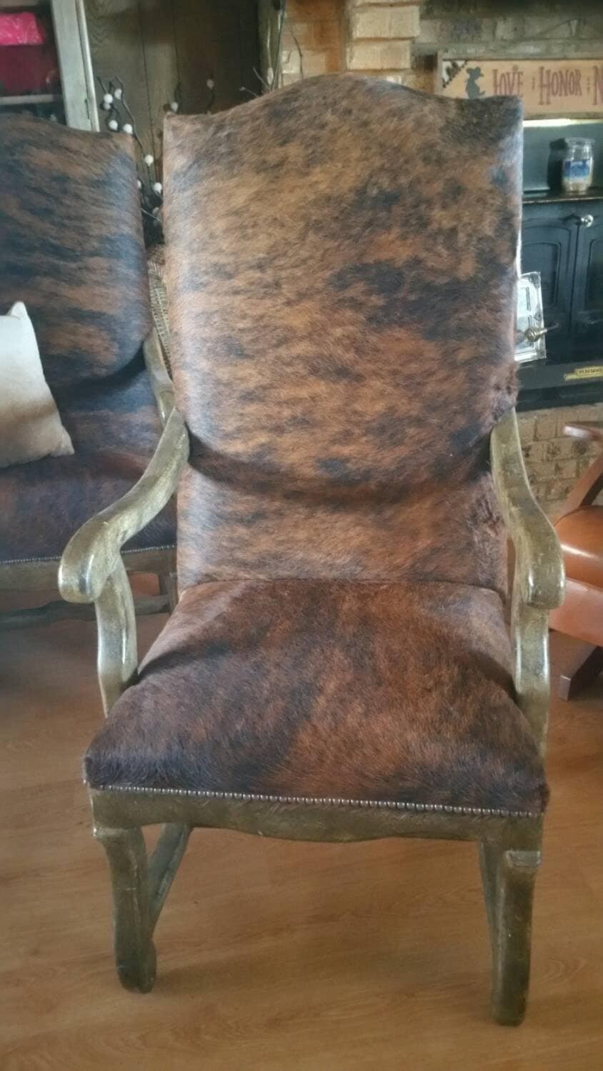 Gorgeous cowhide high back chairs Western. Cowboy elegant and rustic ...