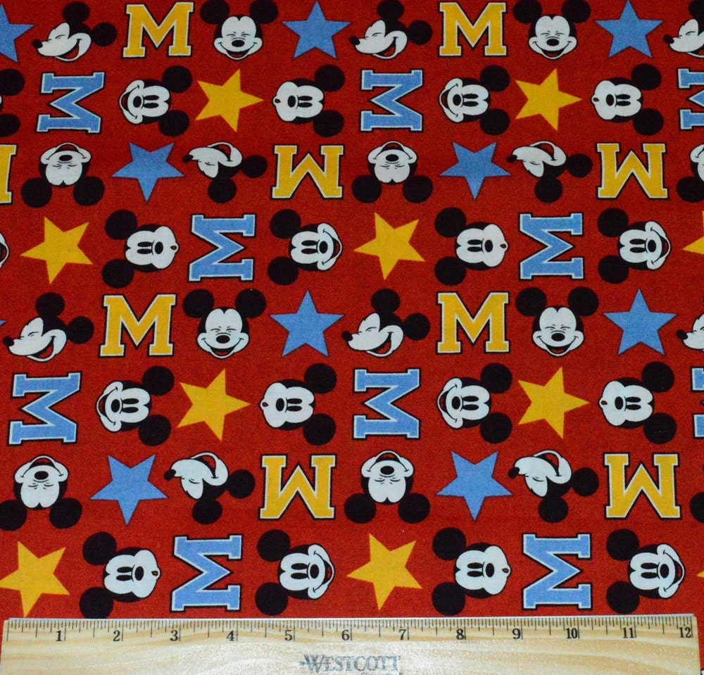MICKEY MOUSE FABRIC / 1/2 Yard For Quilting / Disney / Face