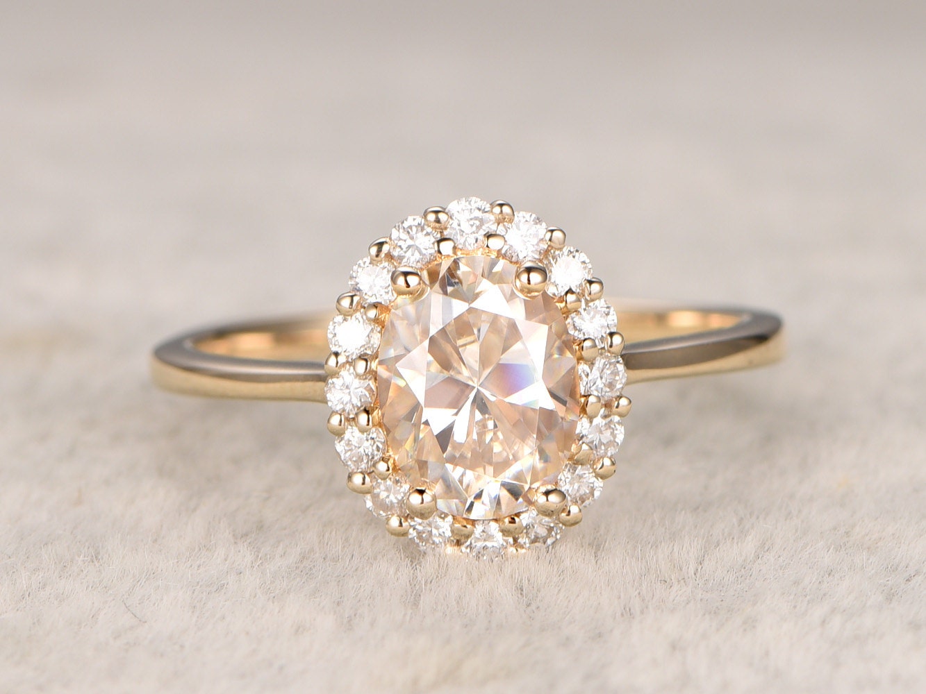 1.5ctw 6x8mm Oval Moissanite Engagement ring 14k yellow