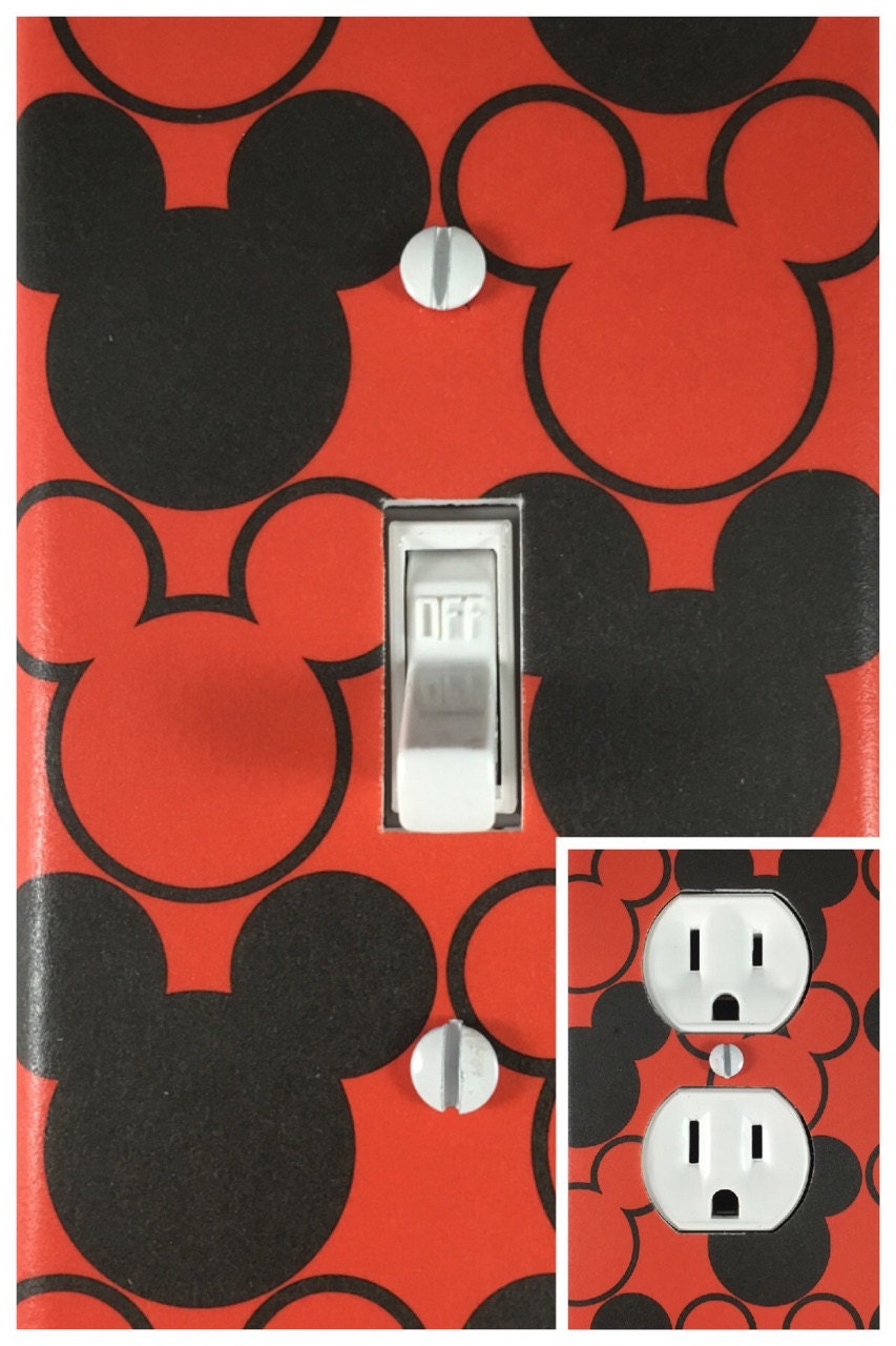 Mickey Mouse Red Black Design One Light Switch Cover Outlet
