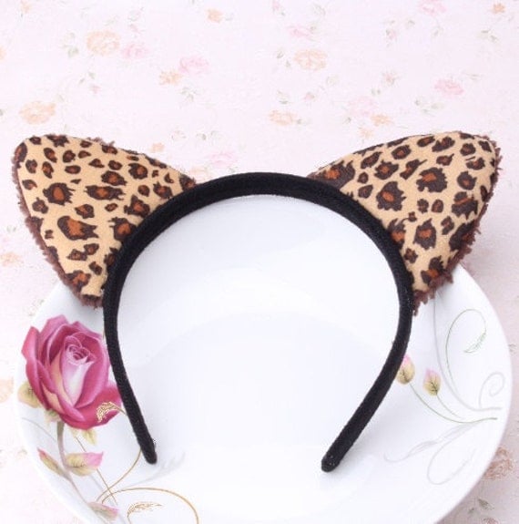 Leopard Print Ears Headband by SugarBunniesAvenue on Etsy