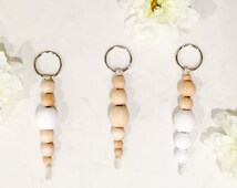 Popular items for wood bead keychain on Etsy