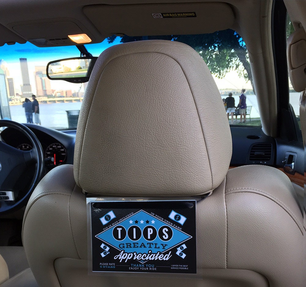 Uber Tips and Rating Sign for Uber Drivers by LouisvilleMarketing