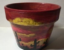 Popular items for painted clay pot on Etsy