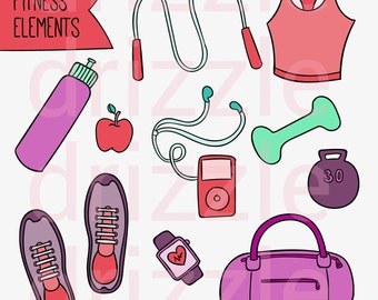 Kawaii gym clipart | Etsy