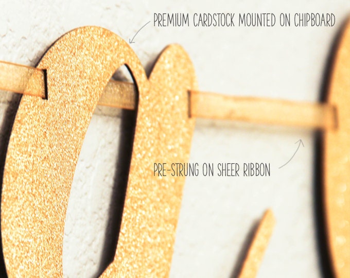 Custom banner Personalized banner one line banner Gold