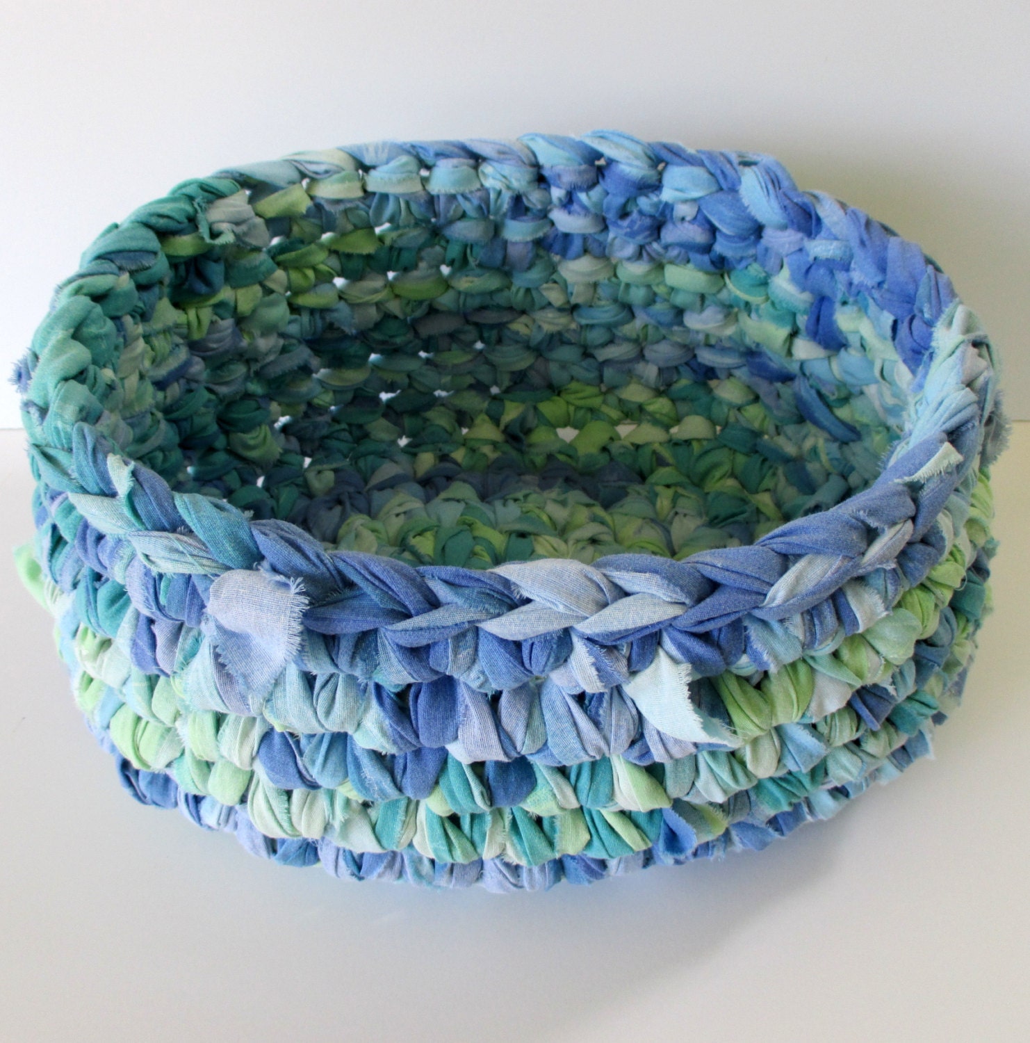 Handmade Cloth Basket Yarn Bowl Beach House by ThankfulRoseHome