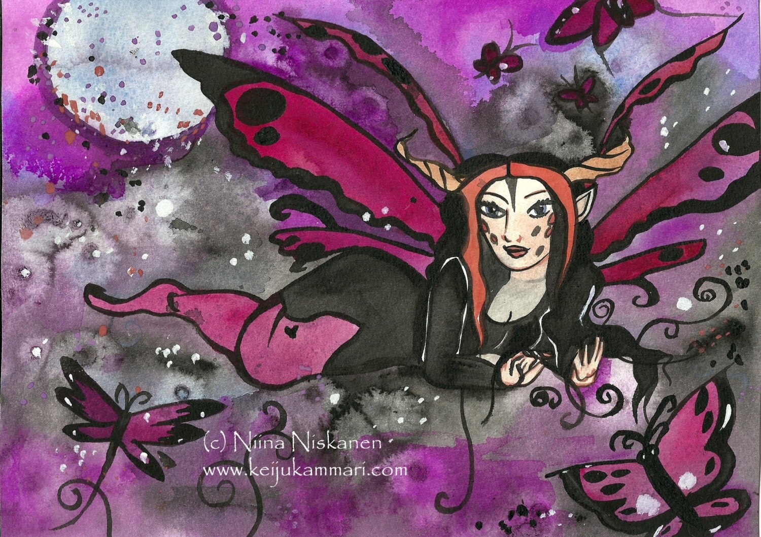 Queen Mab Original Fairy Art Watercolor Painting Fantasy Art