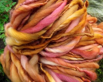 Handspun yarn, handpainted extreme thick and thin art yarn, slub yarn ...