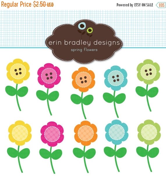 SALE Spring Flowers Clipart Clip Art by ErinBradleyDesigns on Etsy
