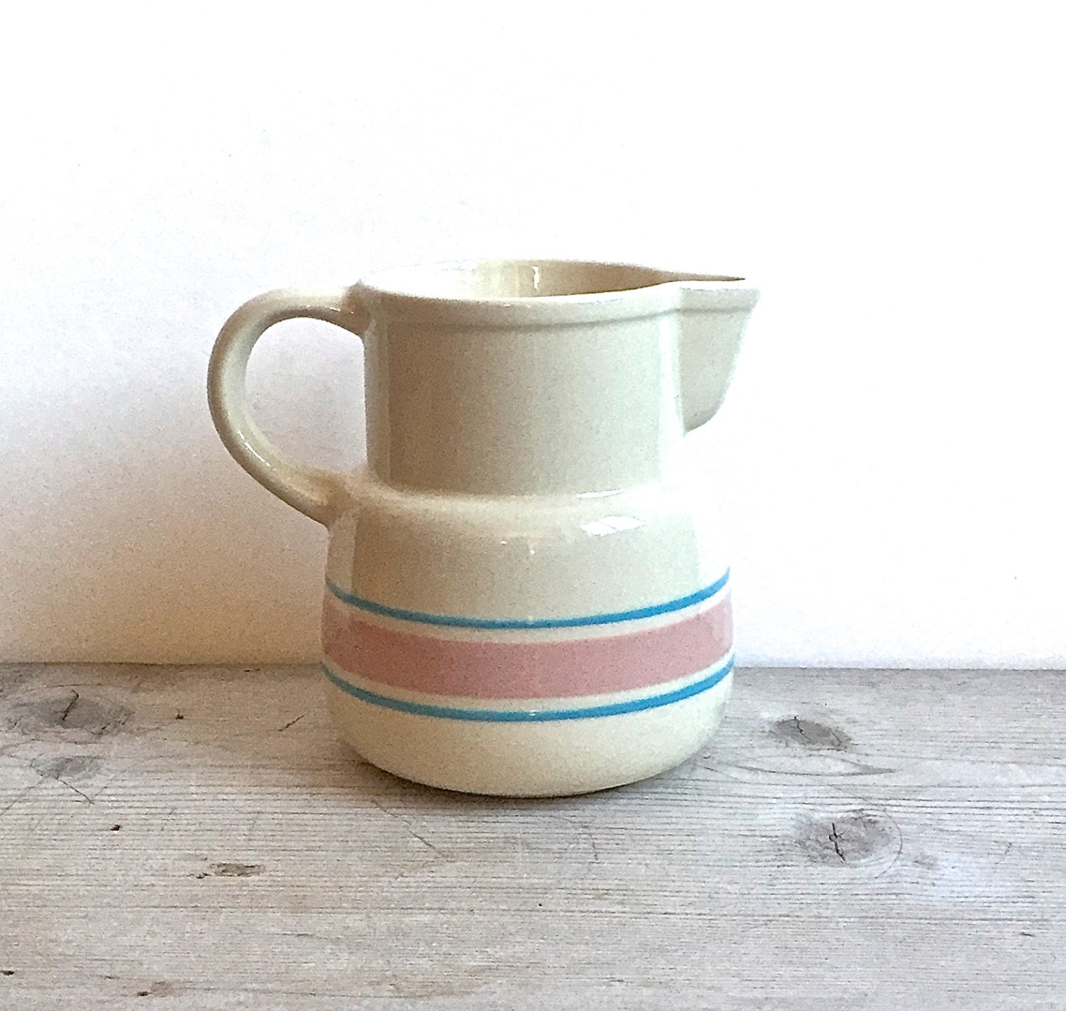 McCoy Pitcher USA 6 Ceramic Pitcher Creamer Pink Blue