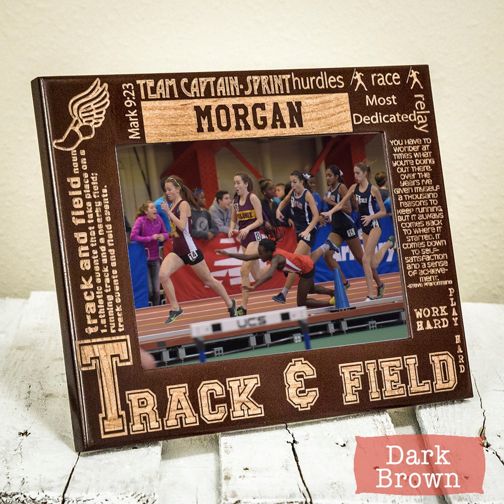 Personalized Track & Field Picture Frame-Wood Engraved-Get