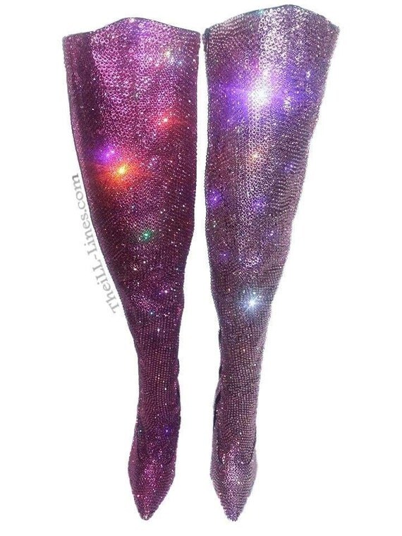Custom Thigh High Boots Swarovski Thigh High Boots By Theilllines