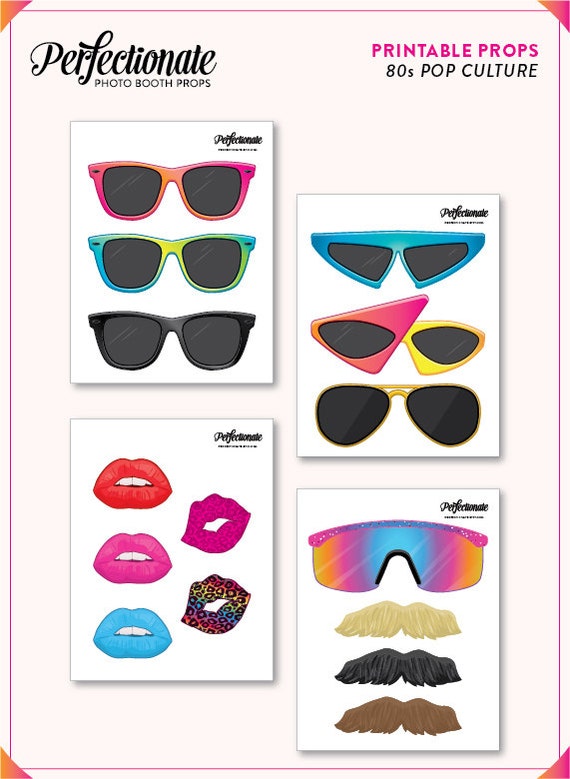 DIY 80s Photo Booth Props 30 Printable 80s Props Instant