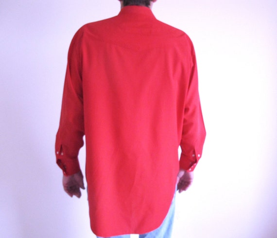 Red Cowboy Shirt Vintage Men's Western Shirt Size Tall