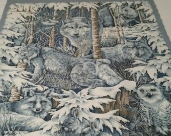 Wolf fabric panel | Etsy