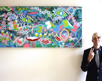 ORIGINAL abstract large contemporary pop by ChrisRiggsArtGallery