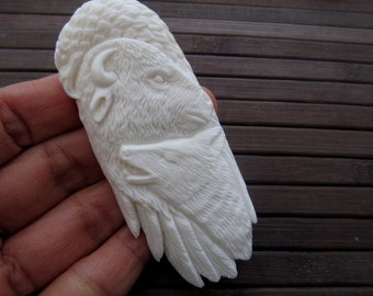 Excellent Howling Wolf Ox bone carving Jewelry making by Balibagus
