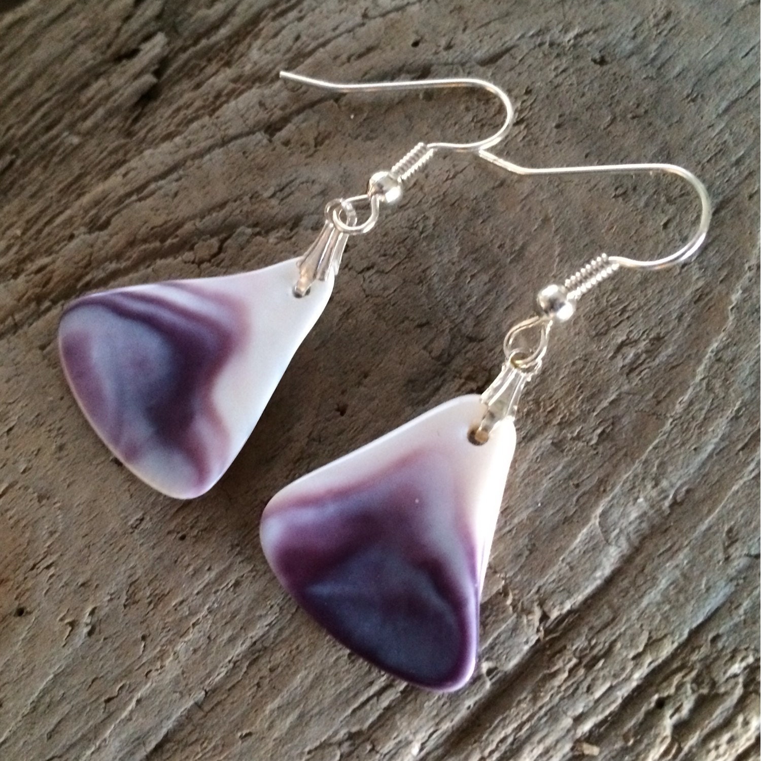 Natural Wampum Earrings Native American Jewelry purple