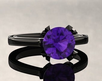 Black amethyst ring | Etsy