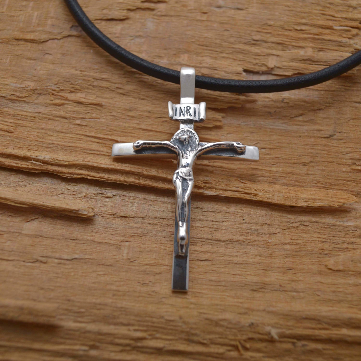 Sterling Silver INRI Crucifix Necklace The INRI Jesus Cross