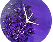 Unique purple wall clock related items | Etsy
