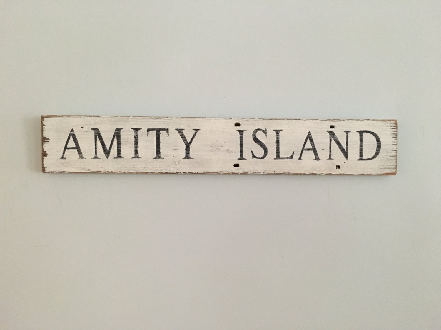 Hand Painted Reclaimed Wood Amity Island Jaws Sign